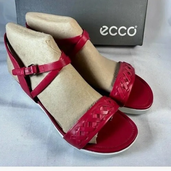 Ecco | Shoes | Ecco Touch Braided Plateau Leather Sandal Wedge Chili ...